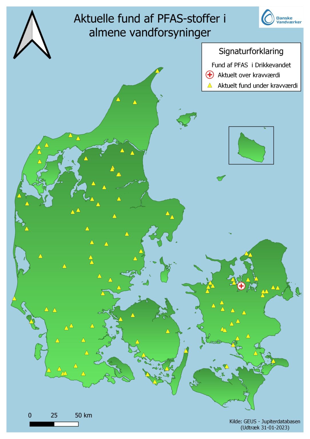 Oversigt over PFAS-fund i drikkevand - Danske Vandværker
